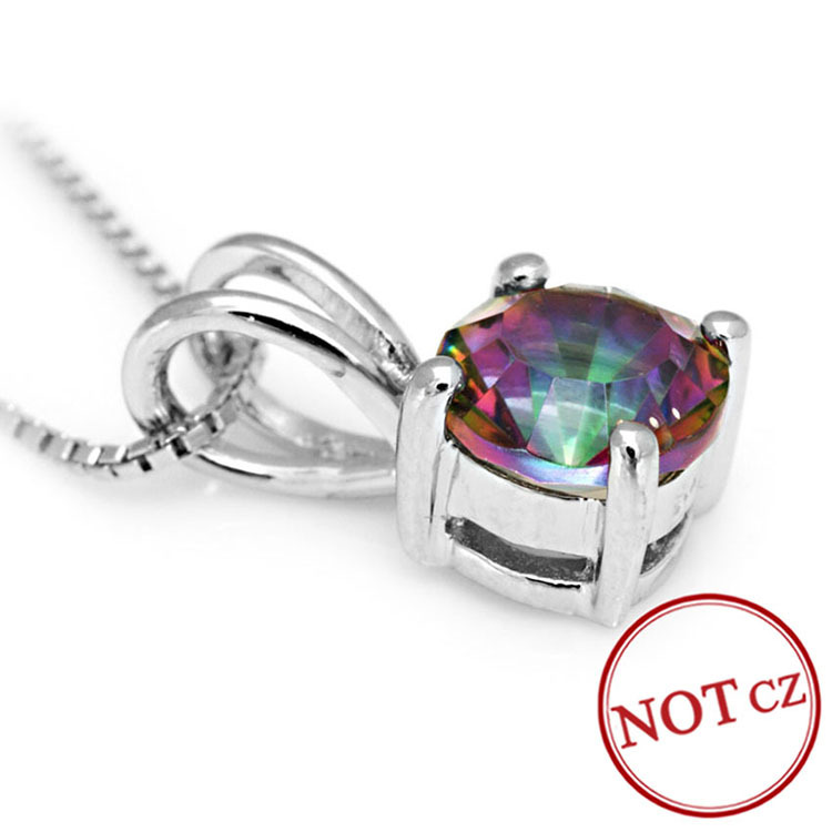 Genuine Mystical Fire Rainbow Topaz Concave Round Pure Solid 925