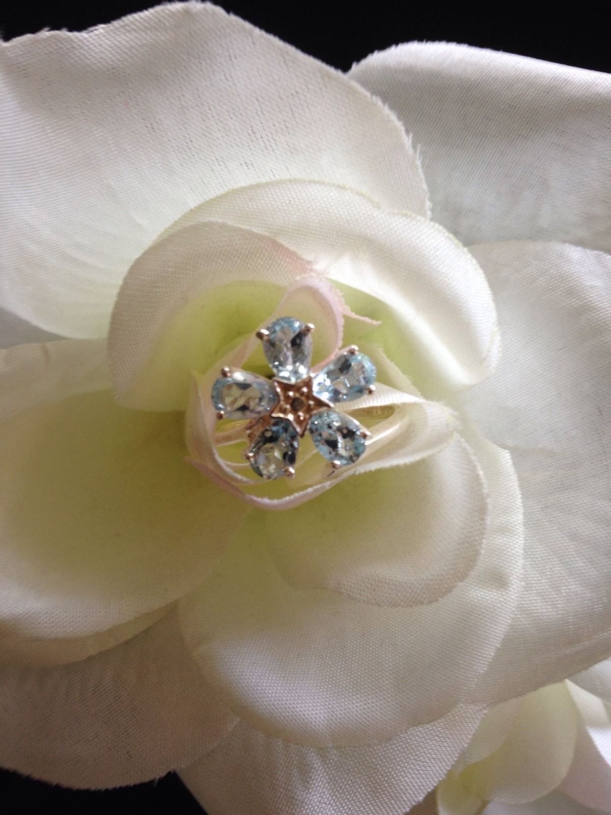 Beautiful .925 Silver Genuine Topaz Flower Ring Size 7 on Storenvy