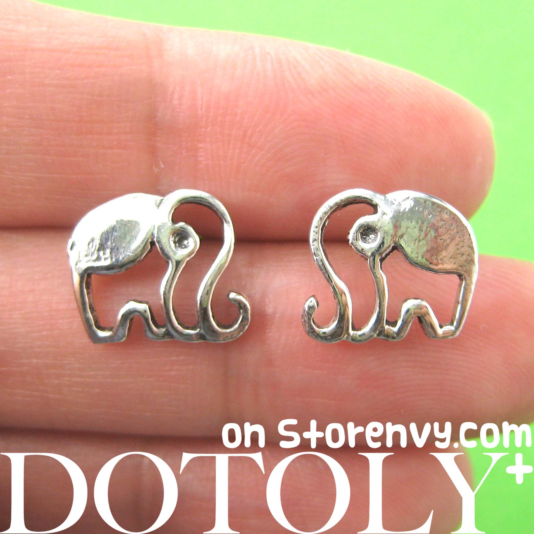 Elephant Cut Out Animal Stud Earrings in Sterling Silver · DOTOLY ...