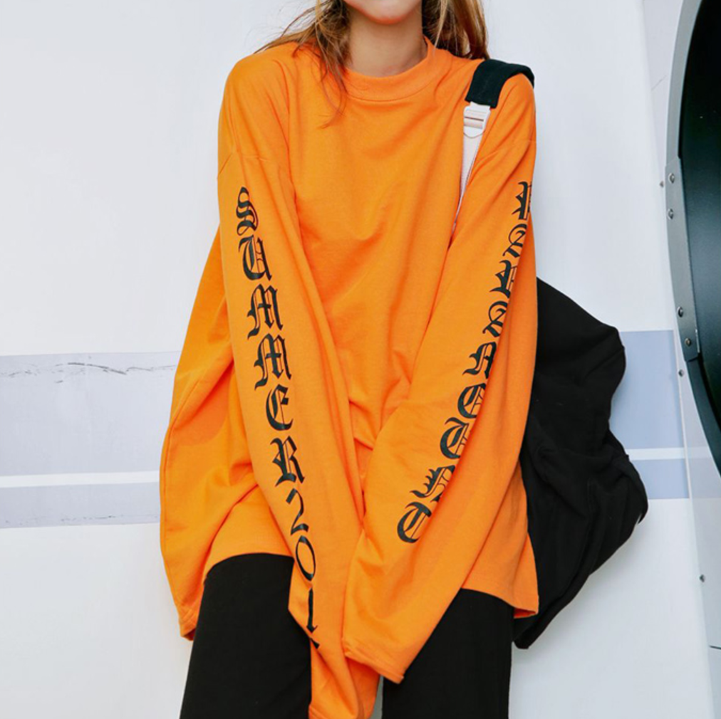 STREET GOTH OVERSIZE LONG SLEEVE T SHIRT ( ORANGE ) on Storenvy