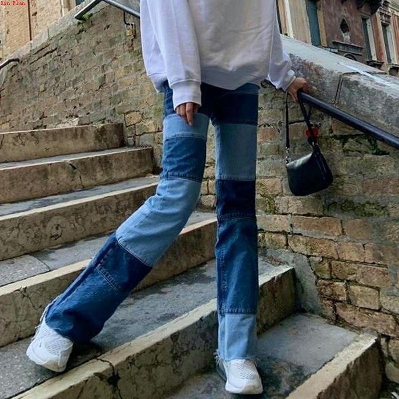 Free Shipping-High Waist Color Block Jeans on Storenvy